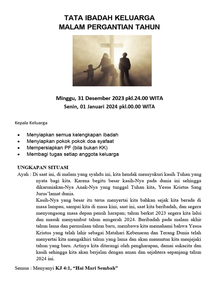 Tata Ibadah Keluarga Malam Tahun Baru | PDF