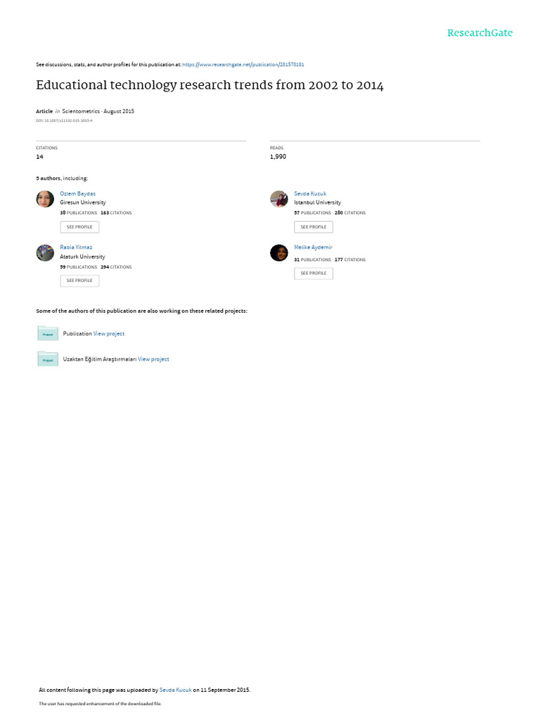 Educational Technology Research Trends From 2002 | PDF | Educational Technology | Methodology
