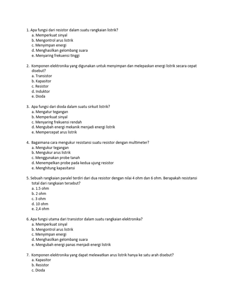 Kuis Dasar Elektronika dan K3 | PDF