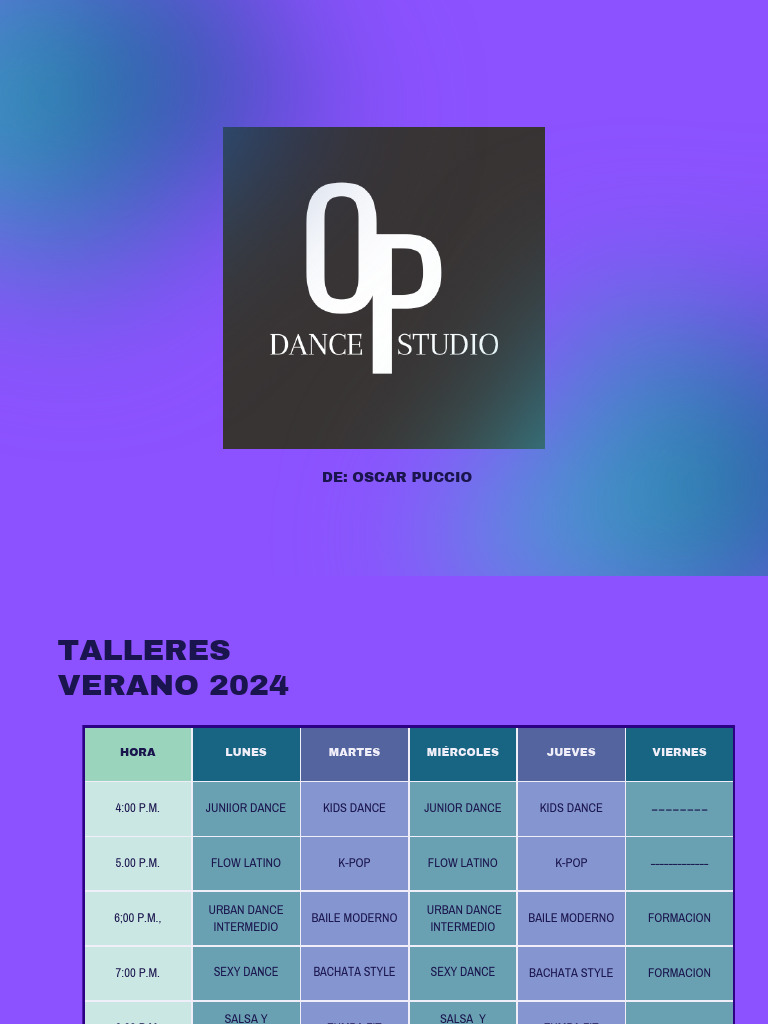 Talleres de Verano Op Dance 2024 | PDF