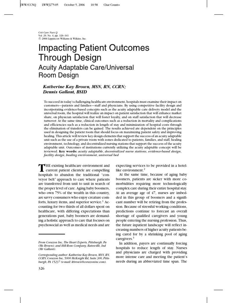 Brown y Gallant - 2006 - Impacting Patient Outcomes Through Design ...
