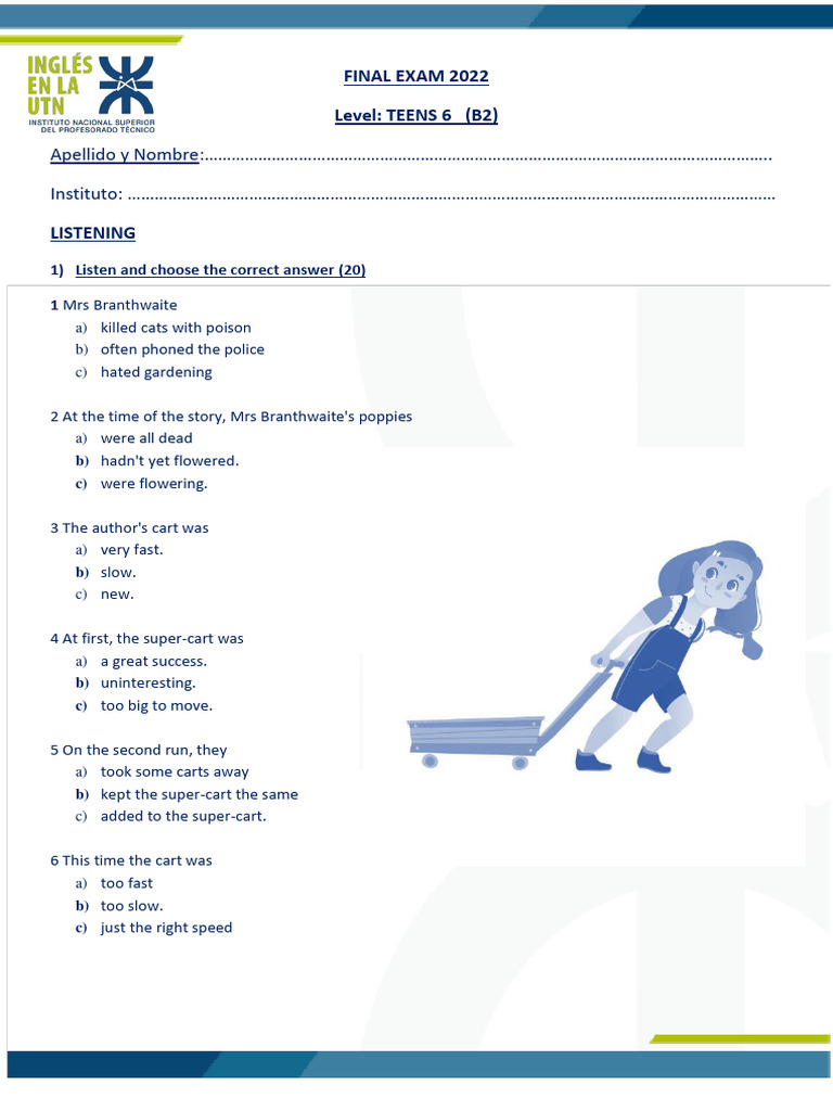 Teens 6 - Final Exam 2022 | PDF