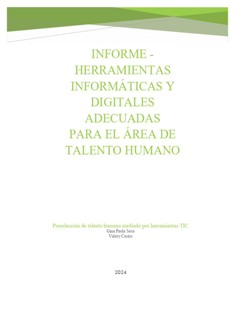 INFORME Herramientas Informáticas y Digitales | PDF | Gestión de ...