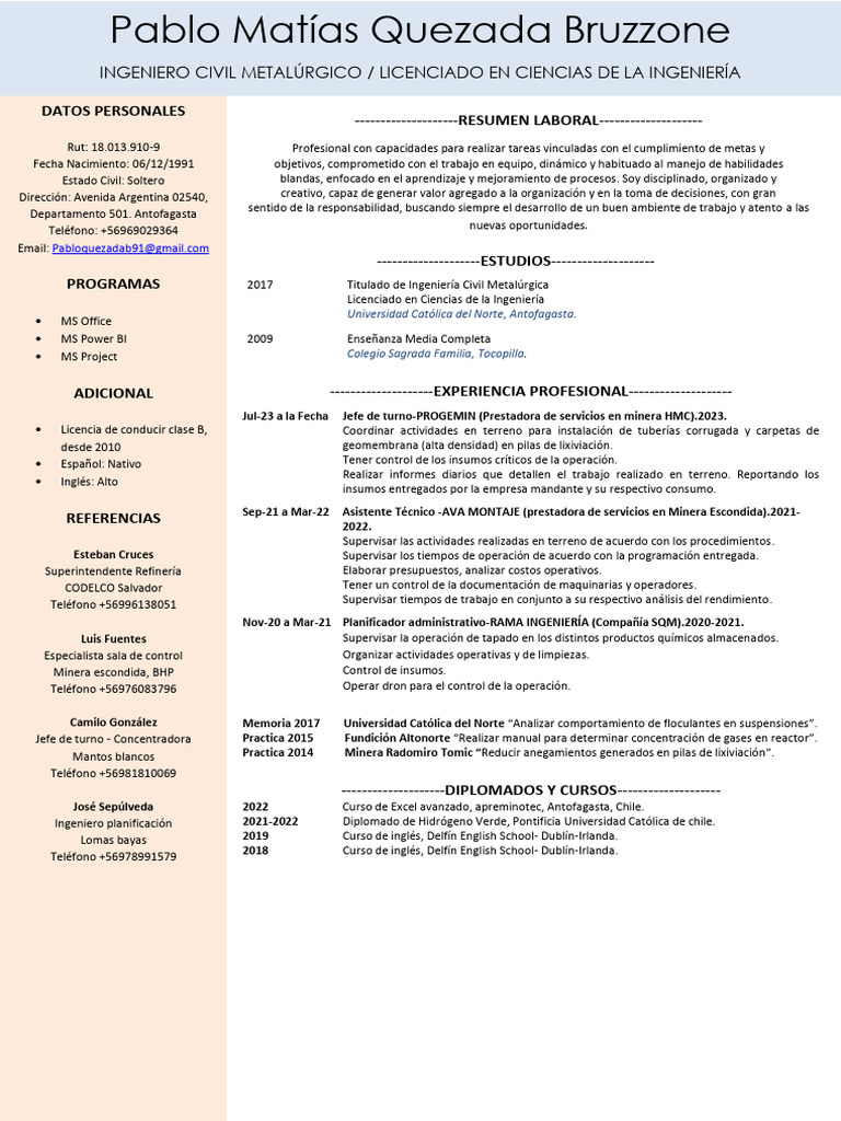 CV Pablo Quezada B. | PDF