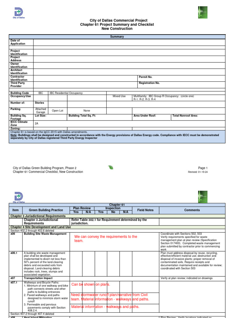 Dallas Green Building Checklist | PDF | Recycling | Lighting