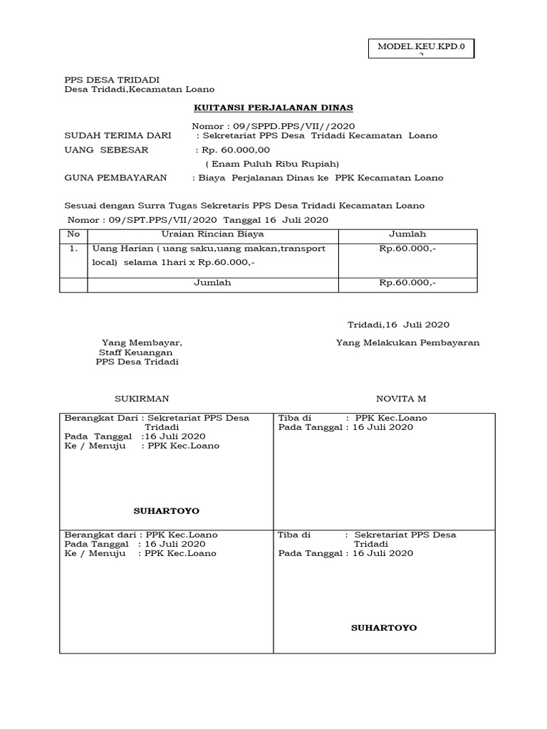 Kuitansi Perjalanan Dinas | PDF