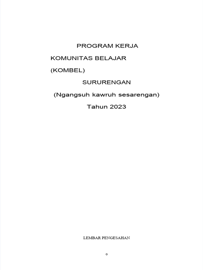Contoh Program Kombel | PDF