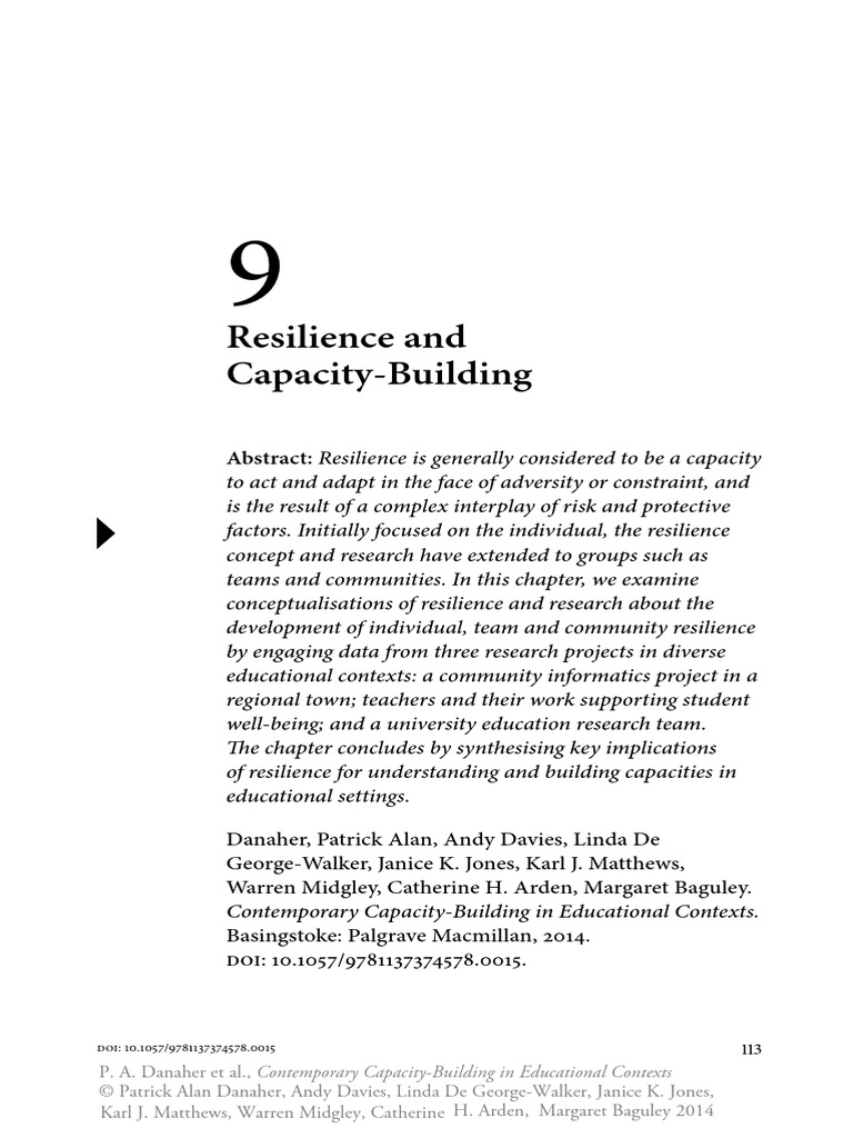 Danaher Et Al. - 2014 - Resilience and Capacity-Building | PDF | Psychological Resilience ...