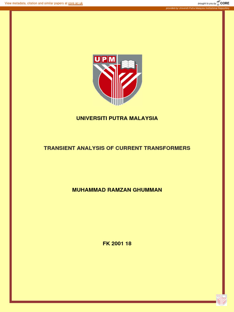 Transient Analysis Of Current Transforme Pdf Scholarly