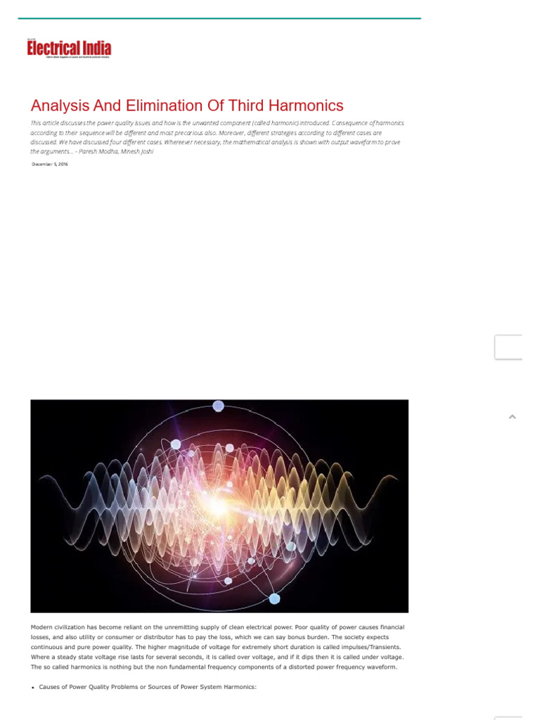 Analysis and Elimination of Third Harmonics - Electrical India Magazine ...