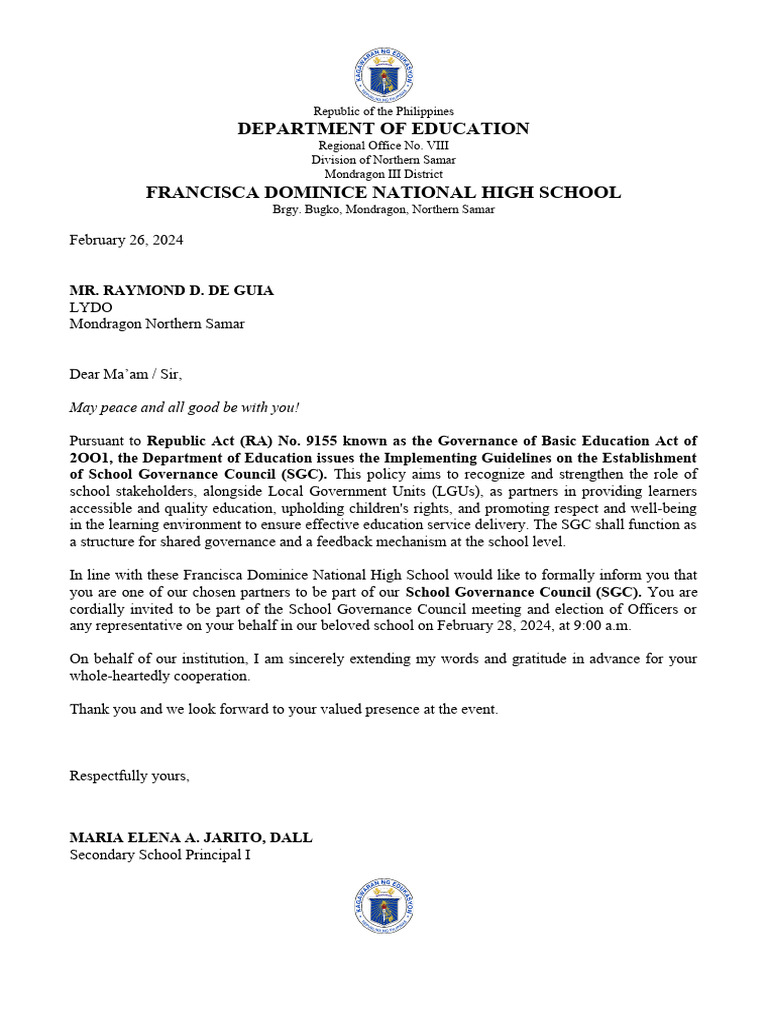 SGC Communication Letter | PDF | Social Science