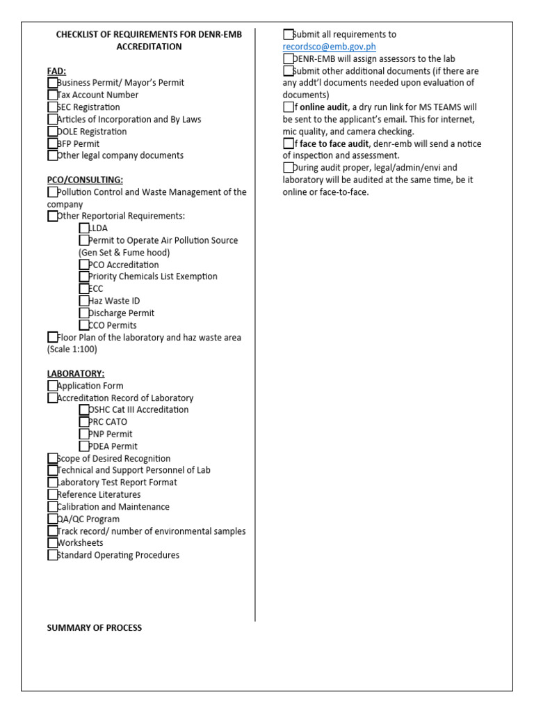 Checklist of Requirements For Denr | PDF | Technology & Engineering