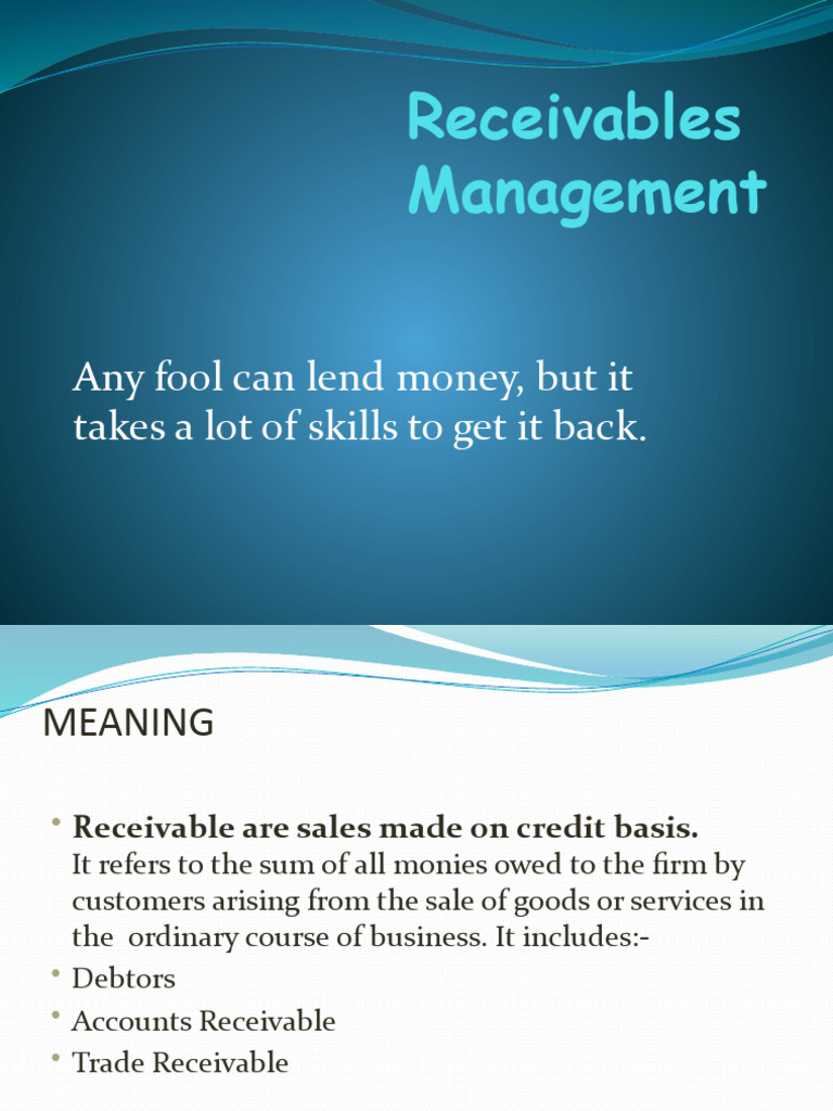 Receivable Management | PDF | Factoring (Finance) | Credit