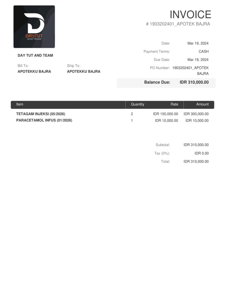 Invoice # 1903202401 - APOTEK BAJRA-2 | PDF