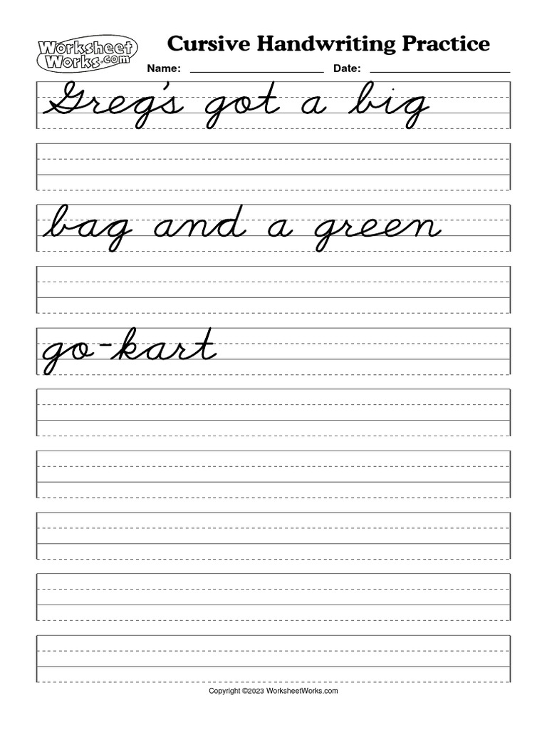 WorksheetWorks Cursive Handwriting Practice 2 | PDF