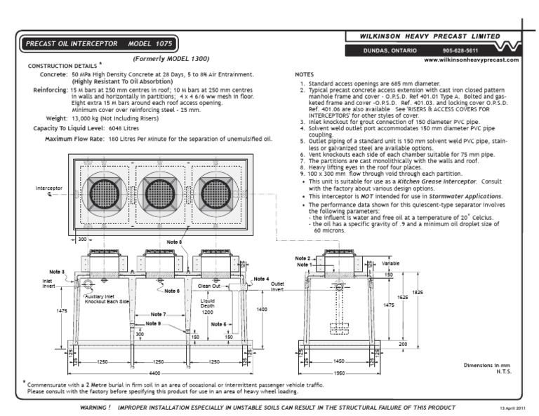 Model 1075-b | PDF | Pipe (Fluid Conveyance) | Concrete