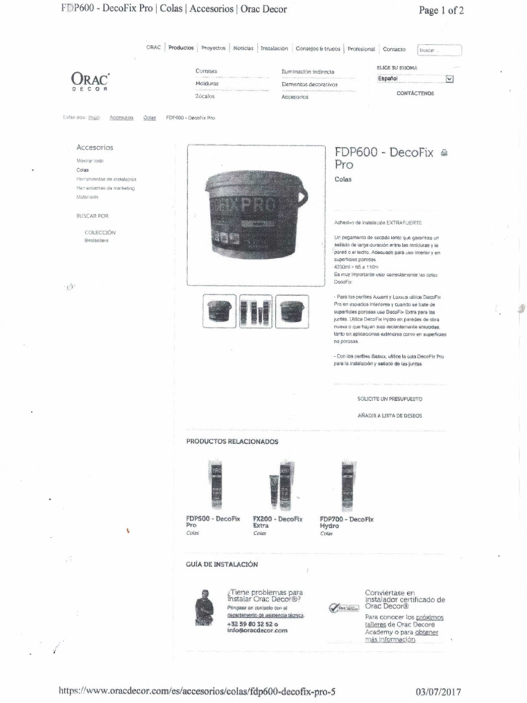 Ficha Técnica Orac Deco Fix | PDF