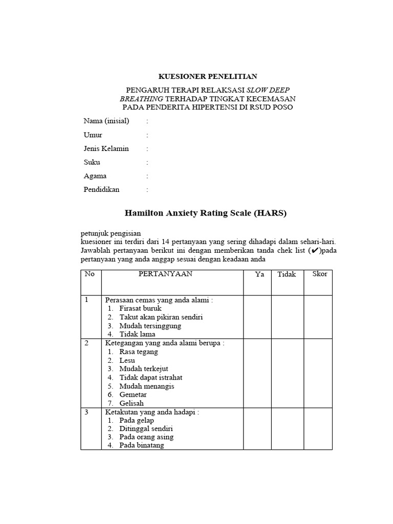 Kuesioner Hars | PDF | Pengembangan Diri