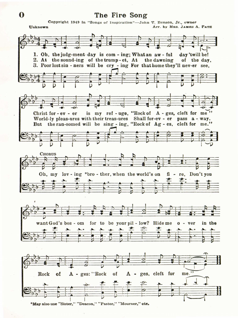 The Fire Song (Oh The Judgment Day Is Coming) | PDF