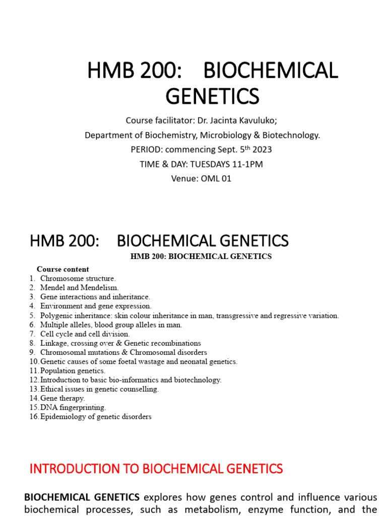 Biochemistry of Genetics | PDF | Dominance (Genetics) | Genotype