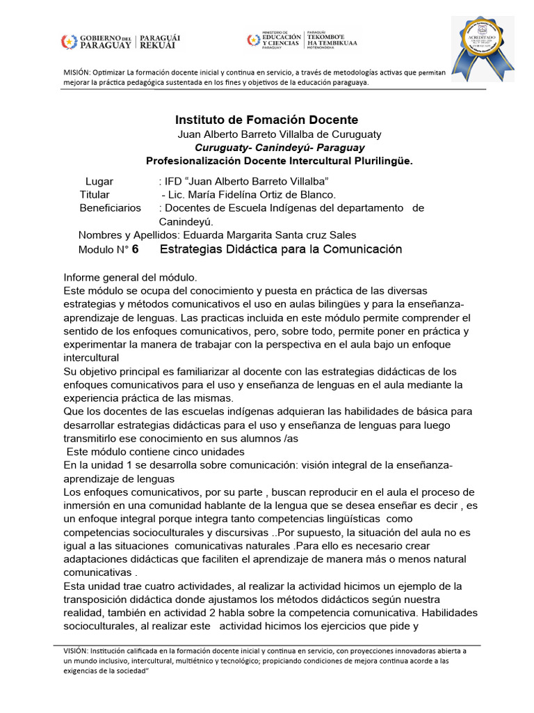 Informe 6 | PDF | Enseñando | Aprendizaje