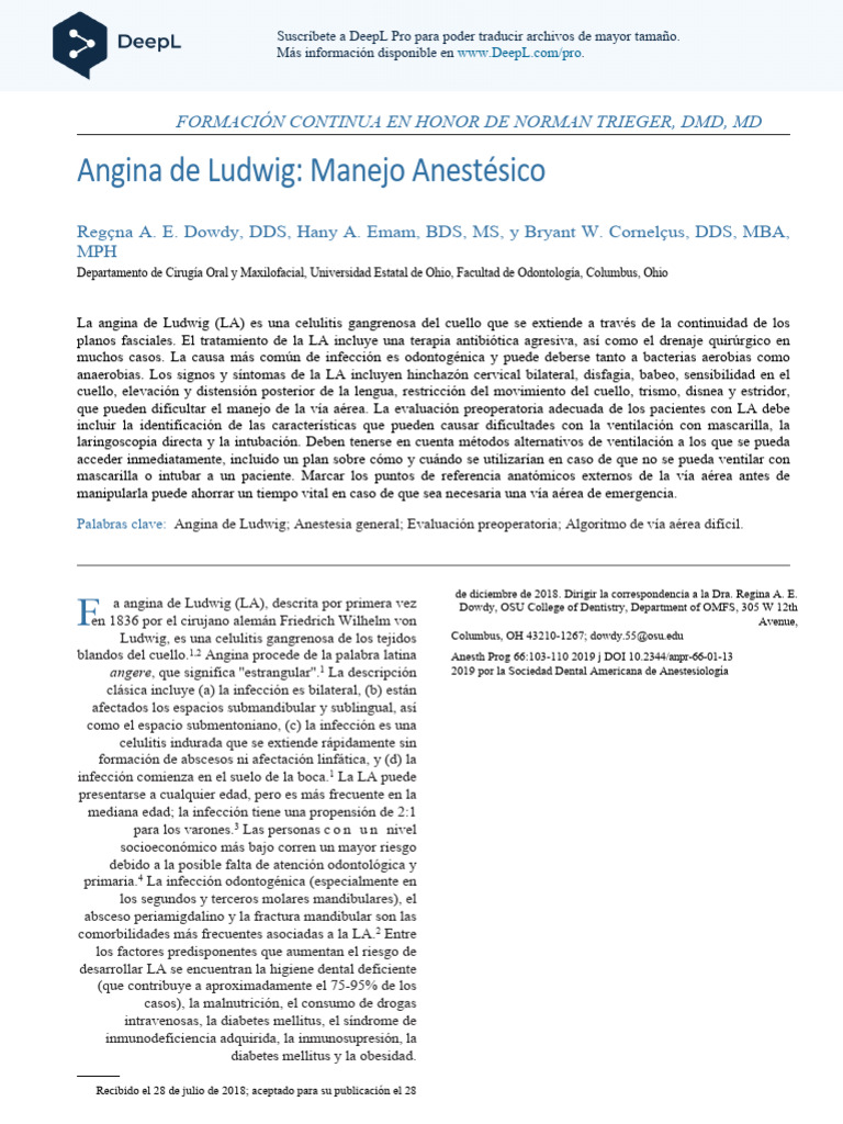 Angina Ludwing Es | PDF | Anatomía | Medicina CLINICA