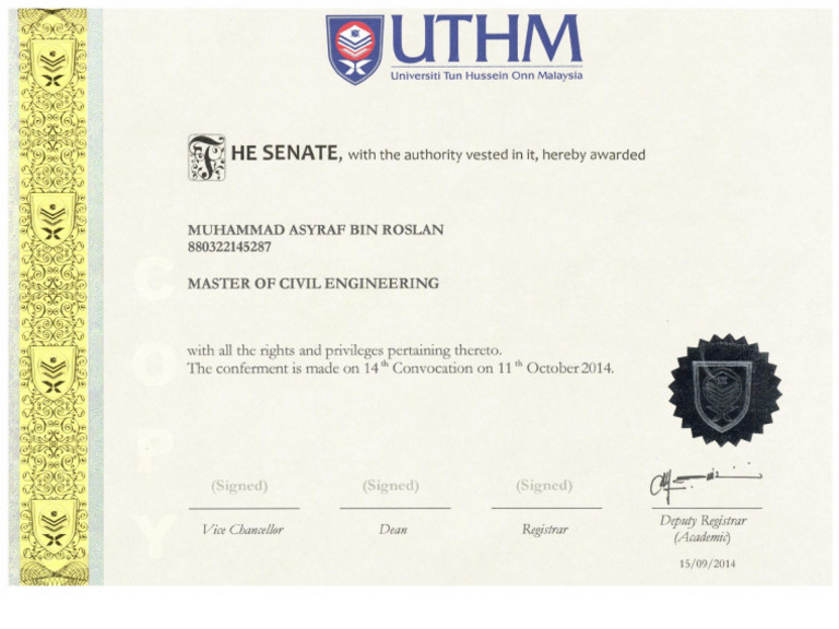 Master Certificate - Muhammad Asyraf | PDF