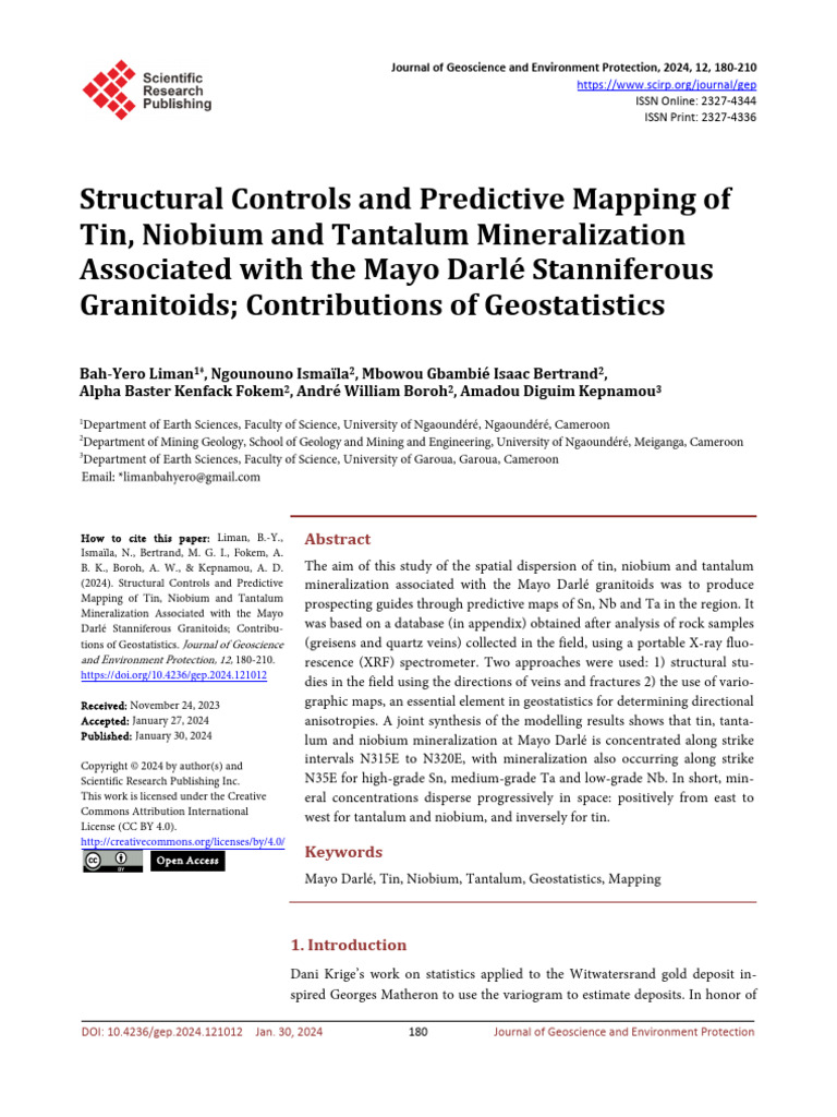 Structural Controls and Predictive Mapping of Tin Niobium and Tantalum ... Structural Controls and Predictive Mapping of Tin Niobium and Tantalum ...
