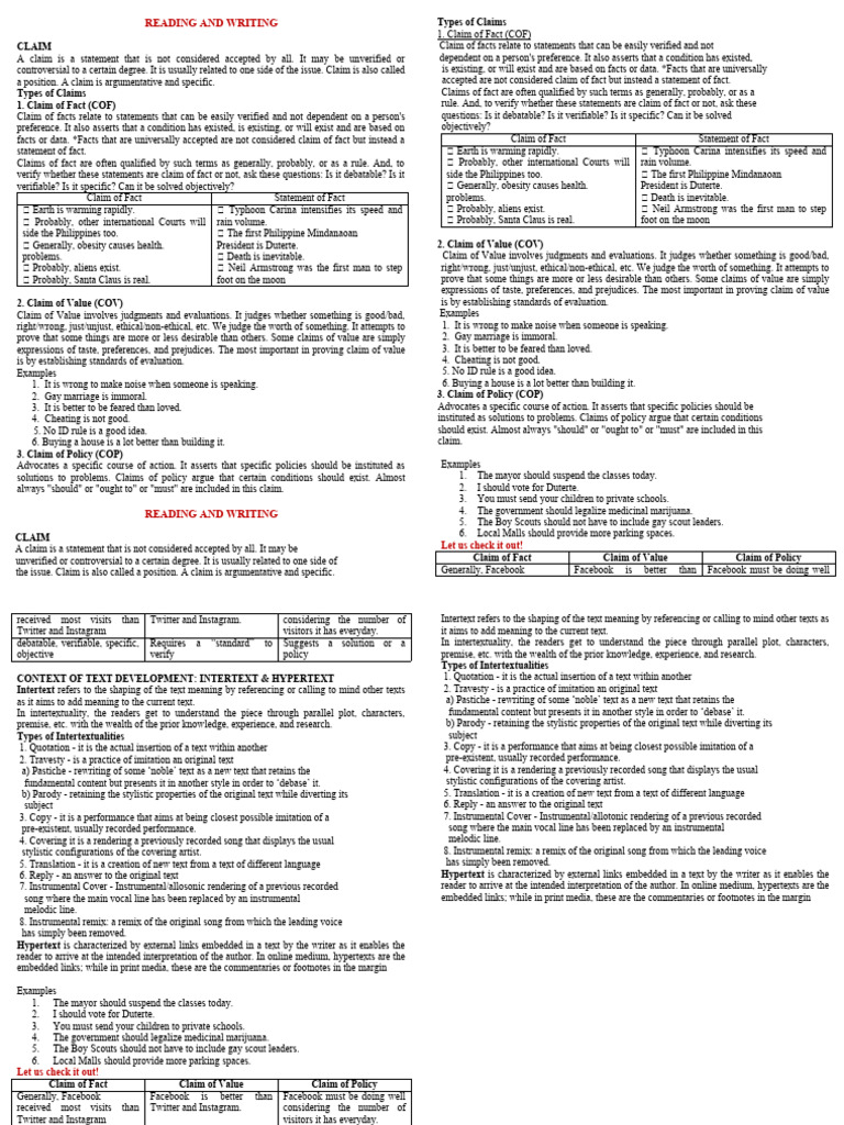 RW Reviewer | PDF | Intertextuality