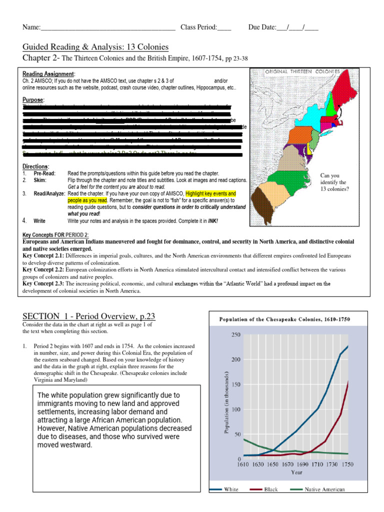 Guided Reading Amsco Chapter 2 | PDF | Plymouth Colony | Jamestown ...