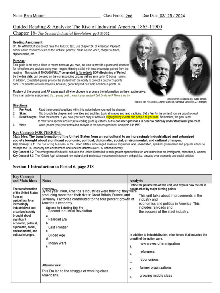 Guided Reading Amsco Chapter 16 | PDF | Strike Action | John D. Rockefeller