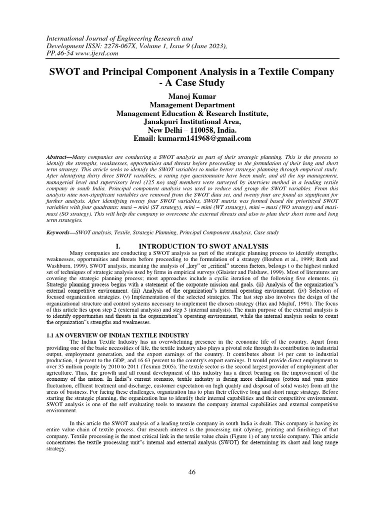 SWOT Analysis Paper | PDF | Principal Component Analysis | Swot Analysis