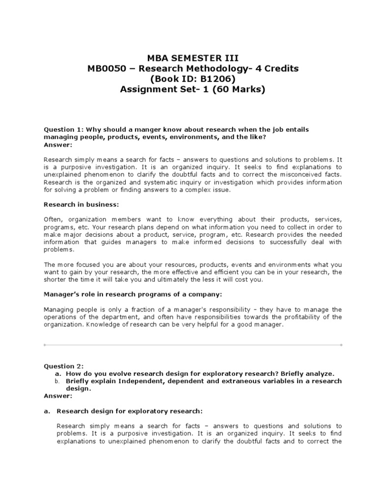 MB0050 Research Methodology Set 1 | PDF | Arithmetic Mean | Average