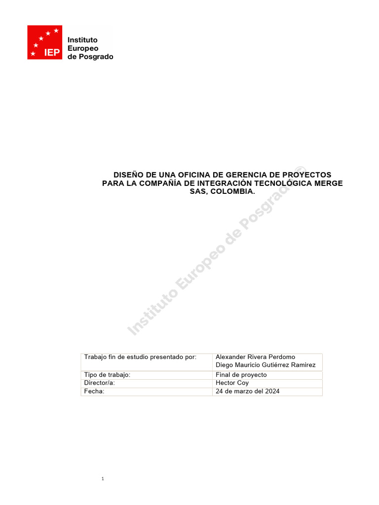 Primera Entrega Proyecto Final Pmo Pdf Gestión De Proyectos Sas