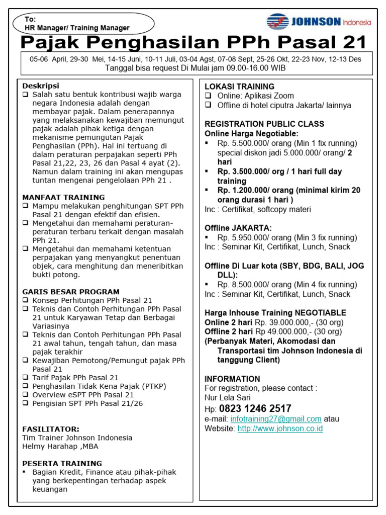 Brosur - Pajak Penghasilan PPH Pasal 21,22, 23, 26 Dan Pasal 4 Ayat | PDF | Bisnis | Pengelolaan ...