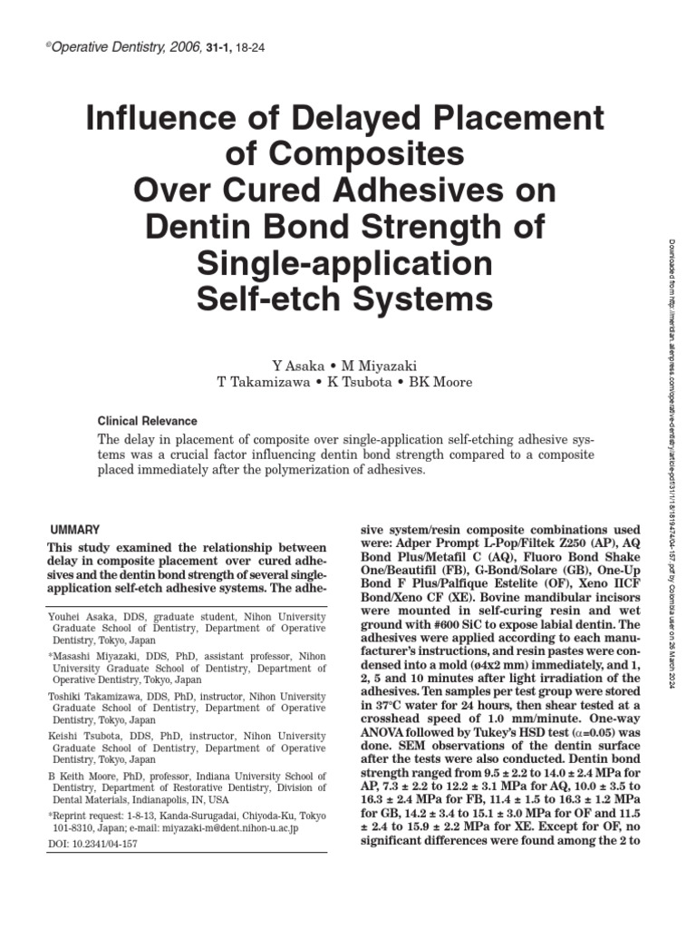 Influence of Delayed Placement of Composites Over Cured Adhesives On ...