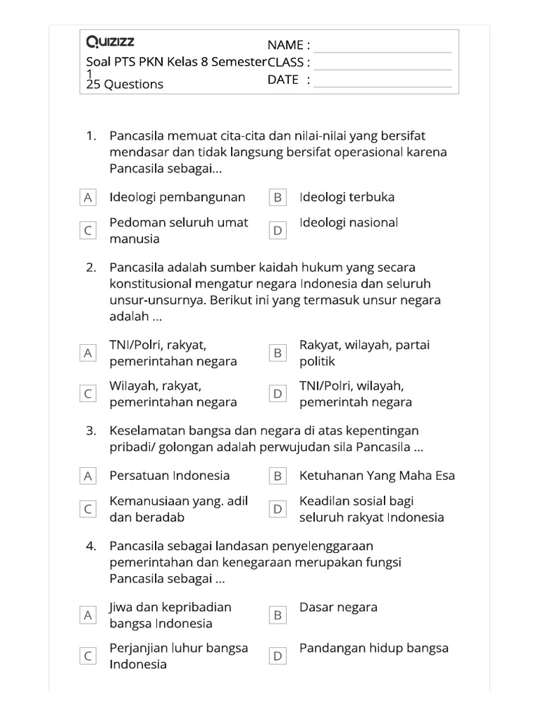 Pts PPKN Kelas 8 | PDF