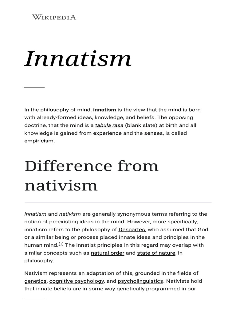 Innatism | PDF | Epistemology | Cognitive Science