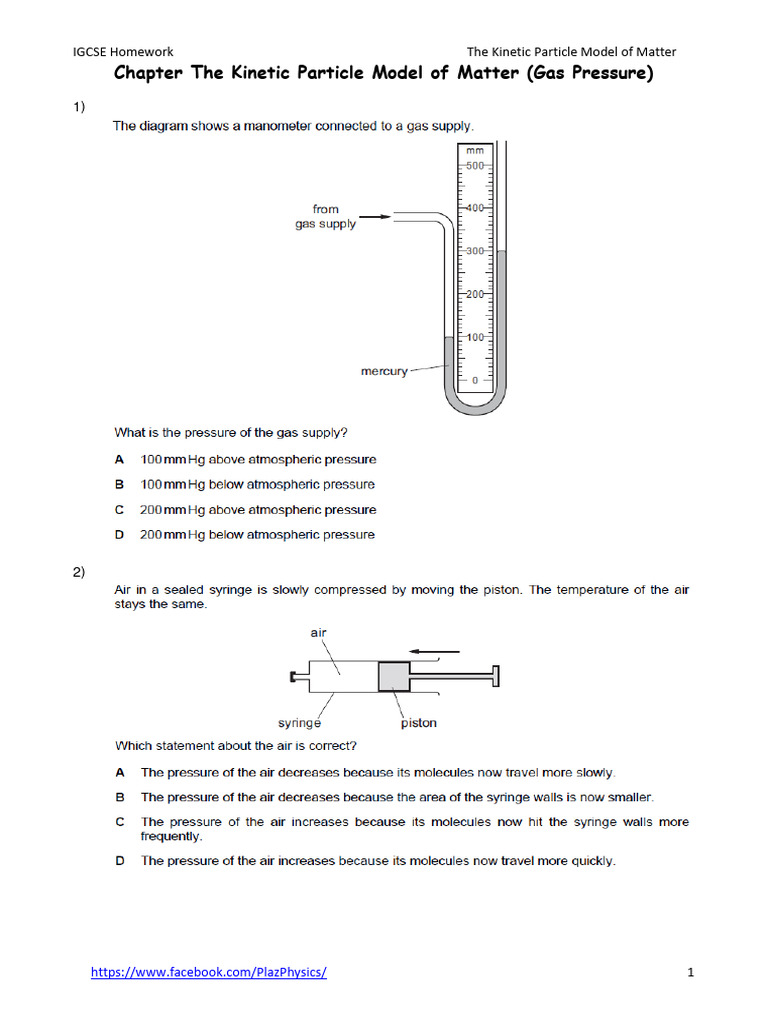 IGCSE Kinetic Particle Model Homework | PDF | Science & Mathematics
