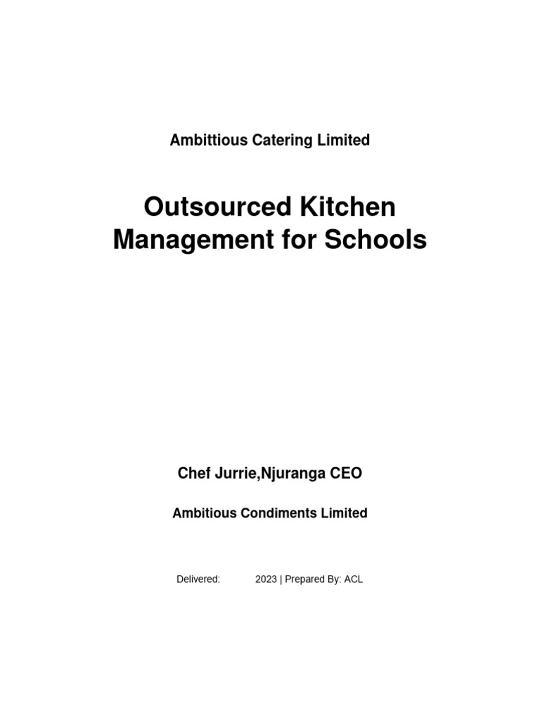 Outsourced Catering for Schools Management | PDF | Kitchen | Food Industry
