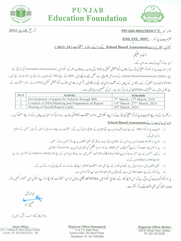 Cir-ADU-Instructions-regarding-School-Based-Assessment-for AY-202324 | PDF