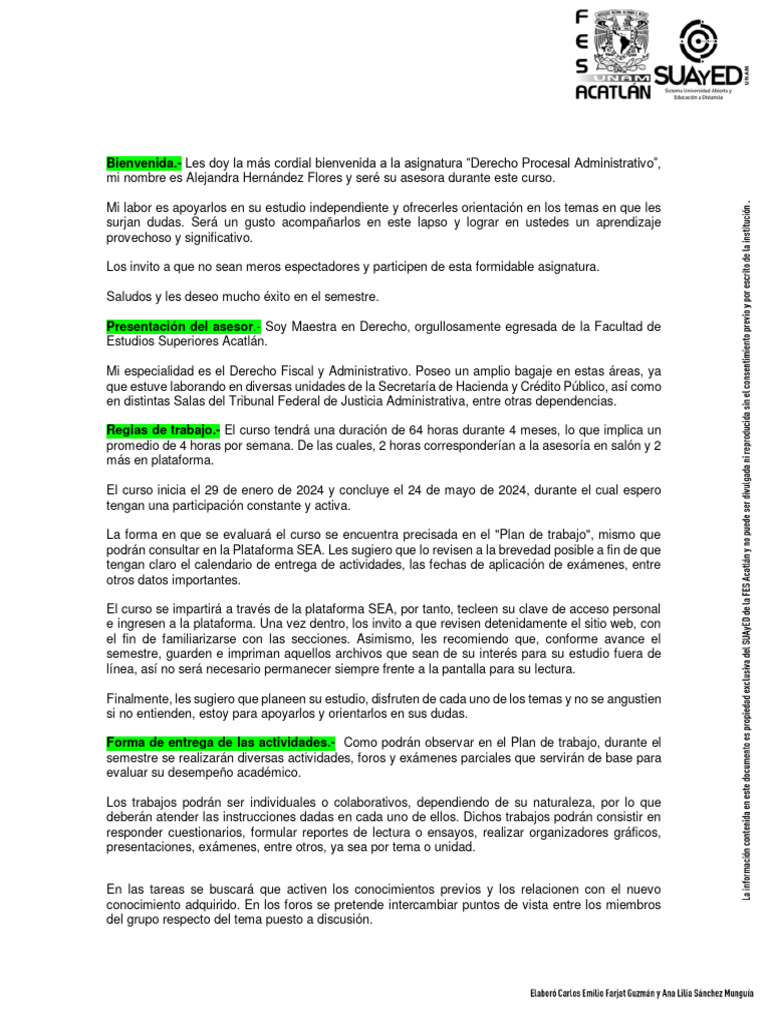 Forma de Trabajo - DPA - Sem 2024-II | PDF
