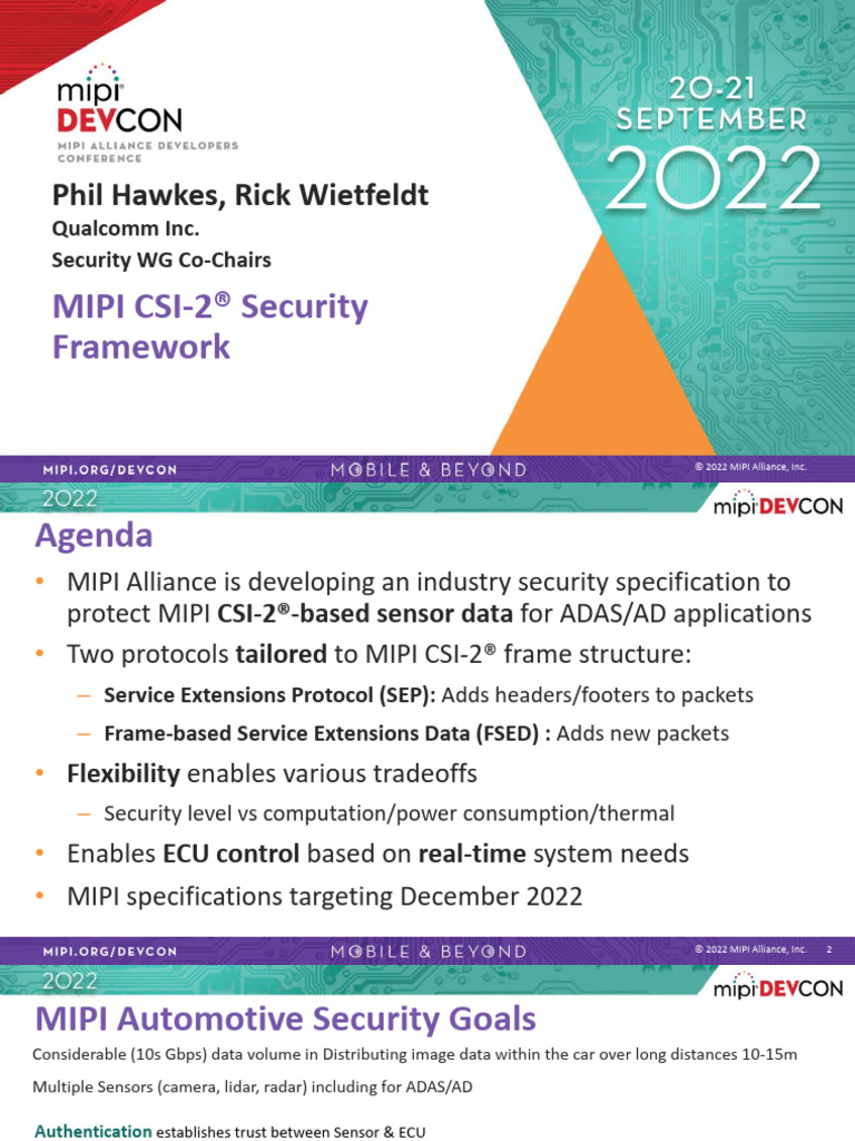 2022 MIPI DevCon CSI 2 Security Framework | PDF | Encryption | Network Packet