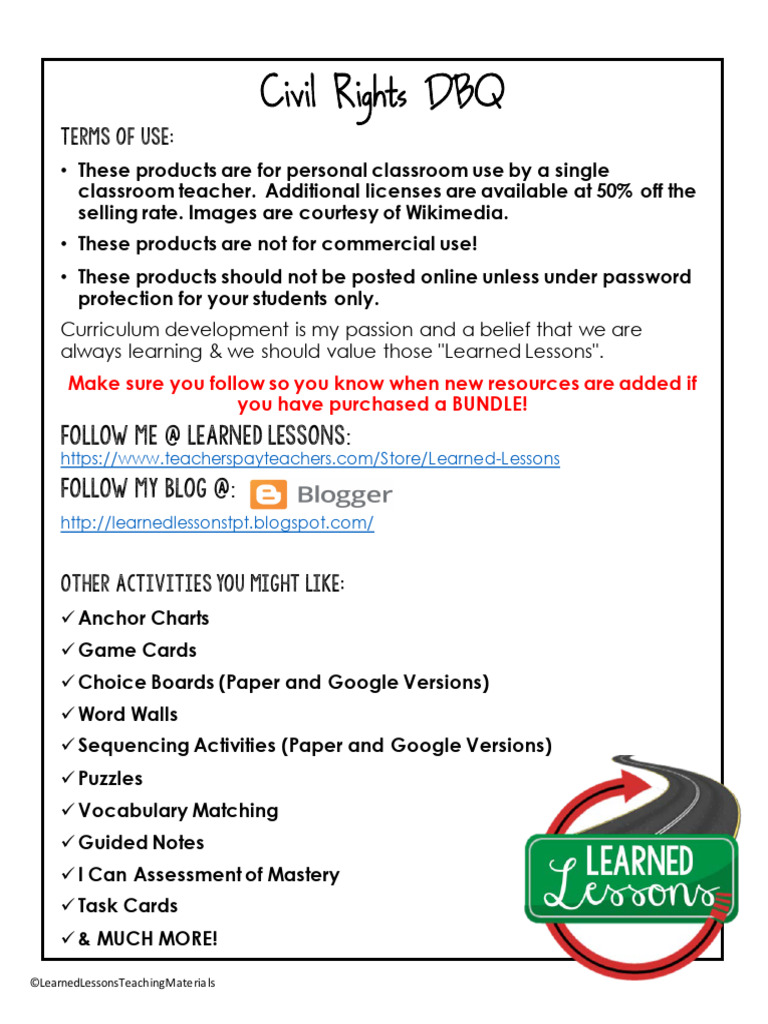 Kami Export - Civil Rights Movement Packet | PDF | Civil Rights Act Of 1964