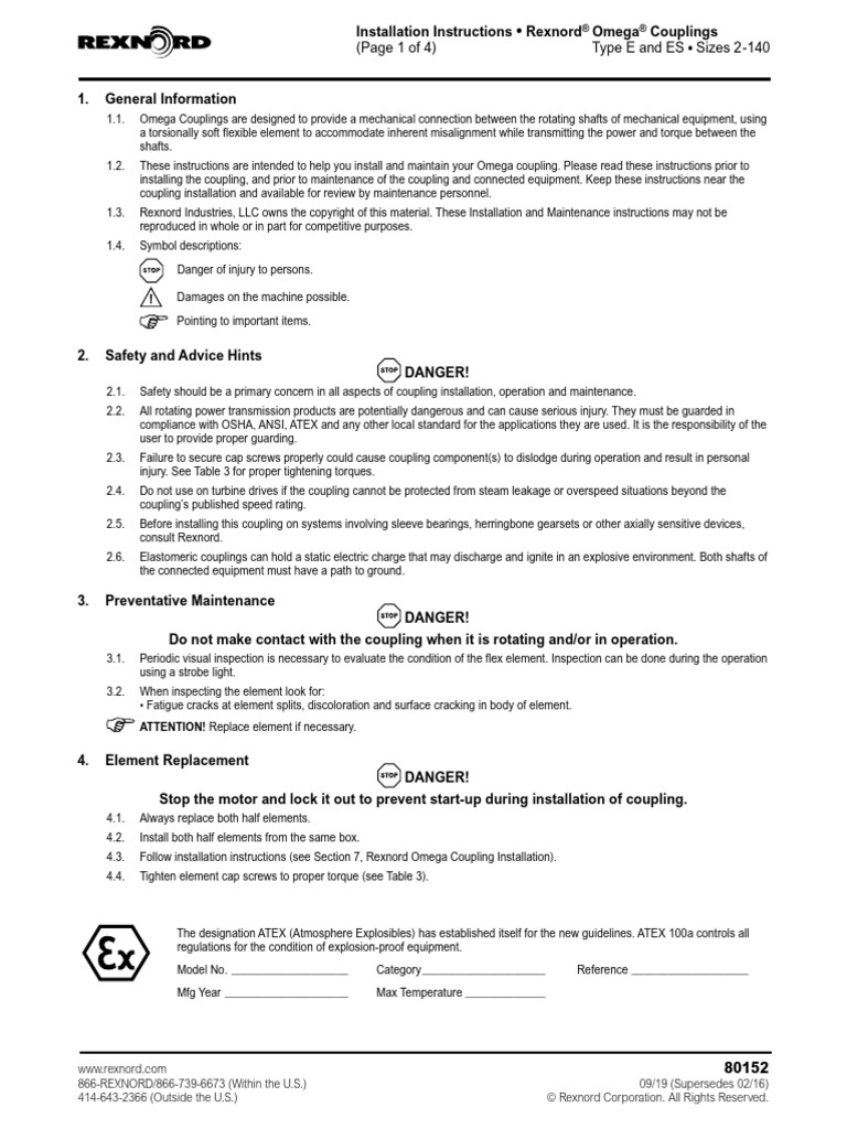 ACOPLAMIENTOS REXNORD 80152 - Manual | PDF | Mechanical Engineering ...