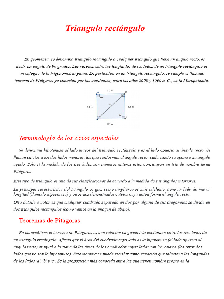 Triángulos Rectángulos | PDF | Triángulo | Geometría