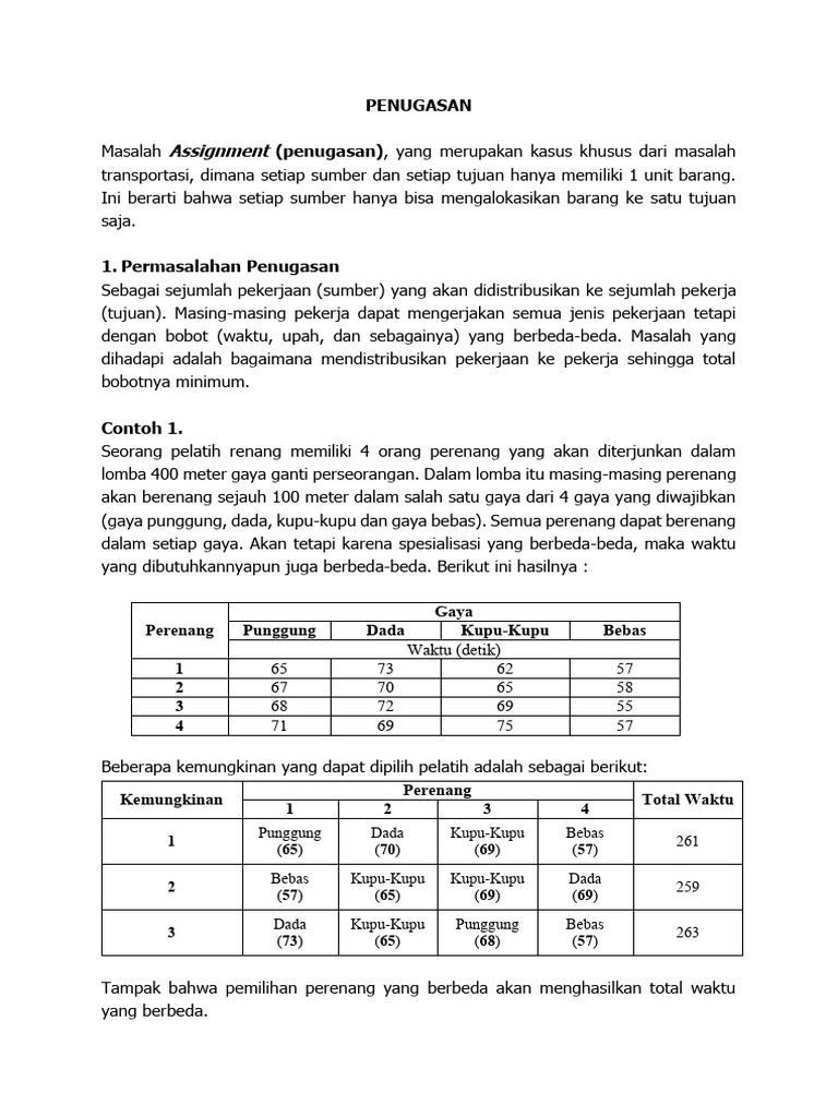 1 - Masalah Penugasan 1a - Kasus Seimbang | PDF