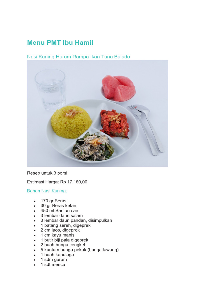 Menu PMT Ibu Hamil | PDF