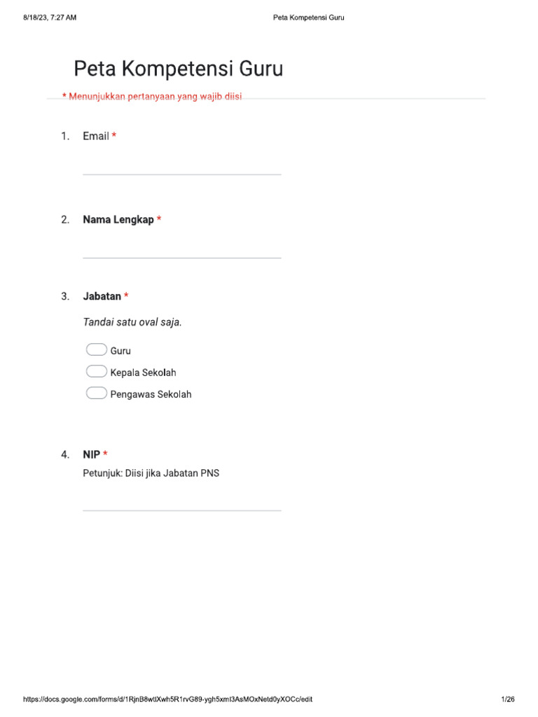 Peta Kompetensi Guru PSP - Google Formulir | PDF | Teaching Methods & Materials | Computers