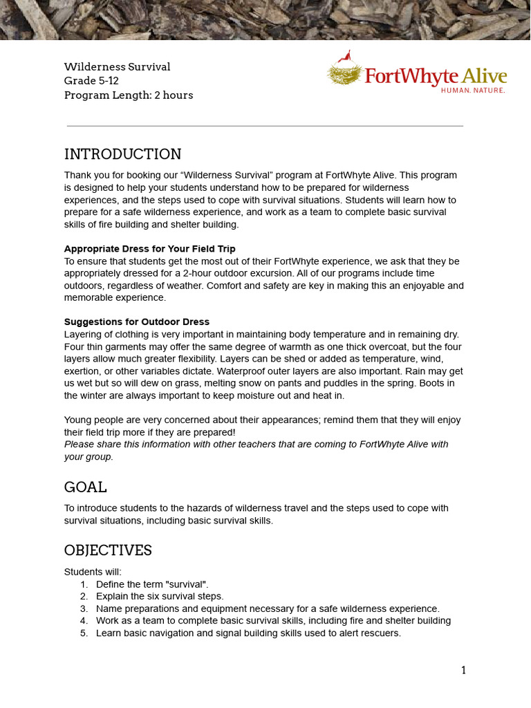 Wilderness Survival Skills for Students | PDF | Survival Skills | Clothing